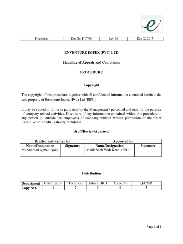 Appeal and Complaint Procedure | PDF | Complaint | Appeal