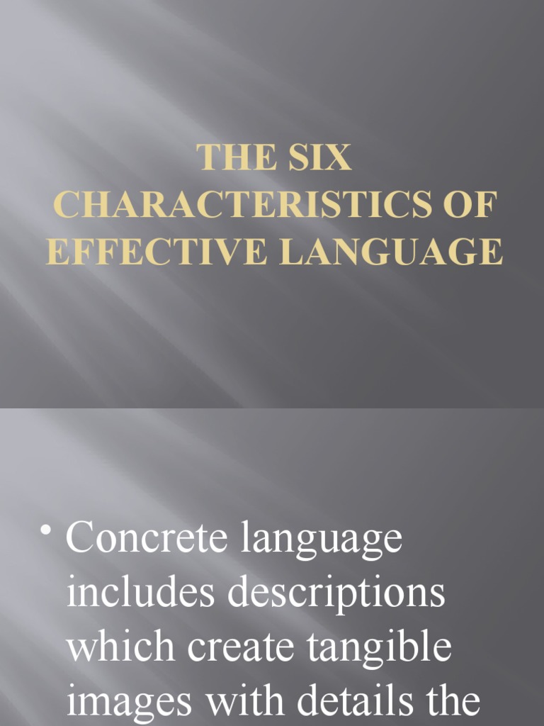 The Six Characteristics of Effective Language | PDF