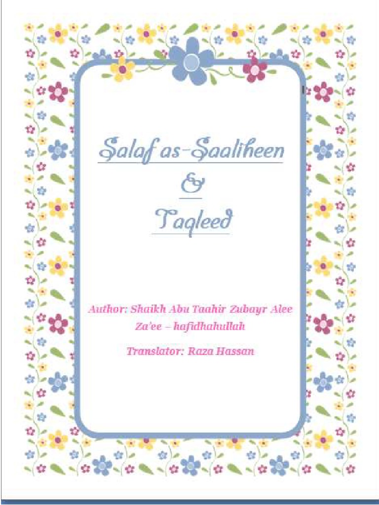 Salaf Us-Saaliheen and Taqleed | PDF | Hadith | Ali