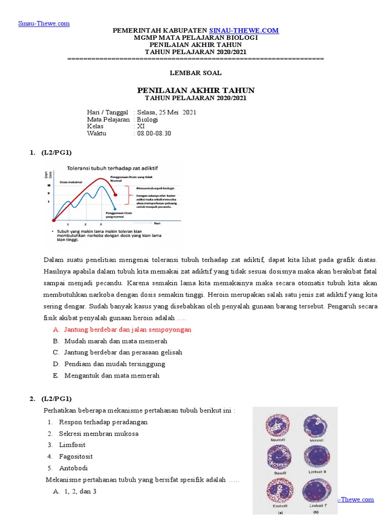 Soal UAS Biologi Kelas XI SMA | PDF Soal UAS Biologi Kelas XI SMA | PDF
