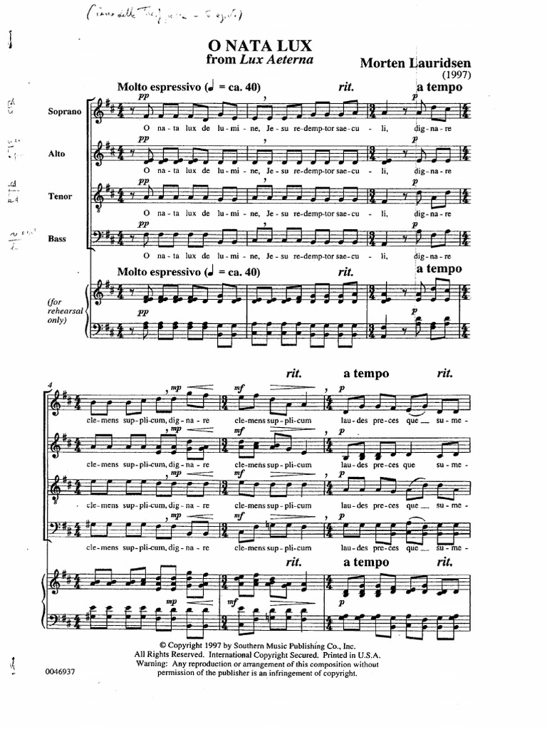 Lauridsen, O Nata Lux | PDF