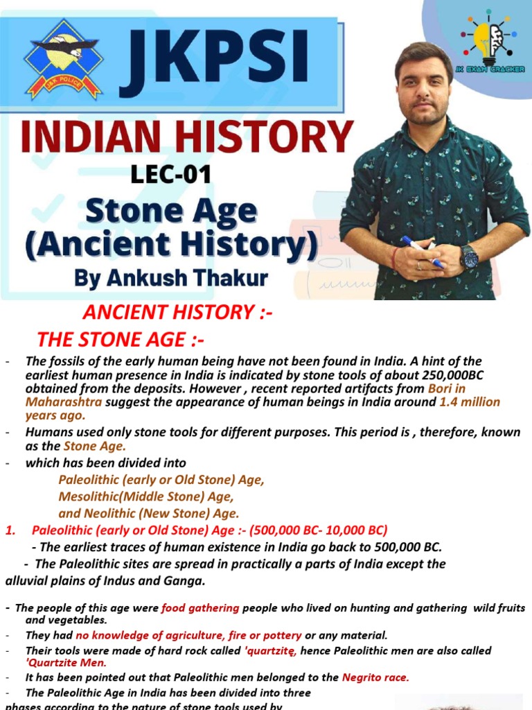 Lec-01-Anicent History (Stone Age) by JK Exam Cracker | PDF ...
