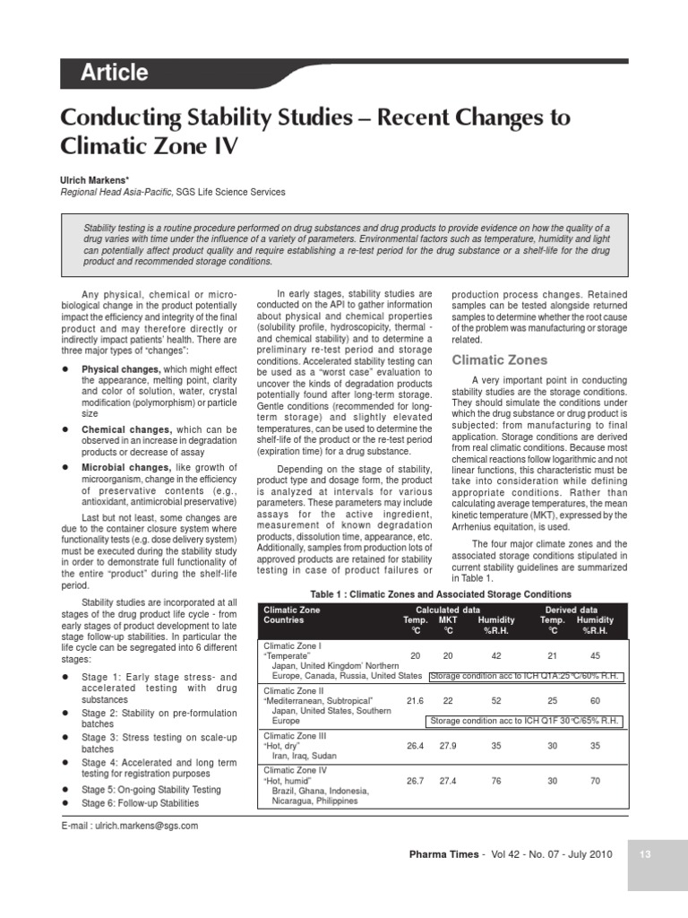 Conducting Stability Studies - Recent Changes to Climatic Zone IV ...