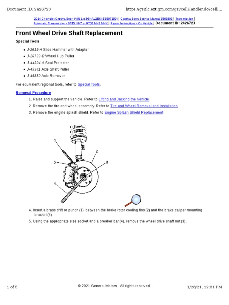 Front Wheel Drive Shaft Replacement | PDF | Axle | Transmission (Mechanics)