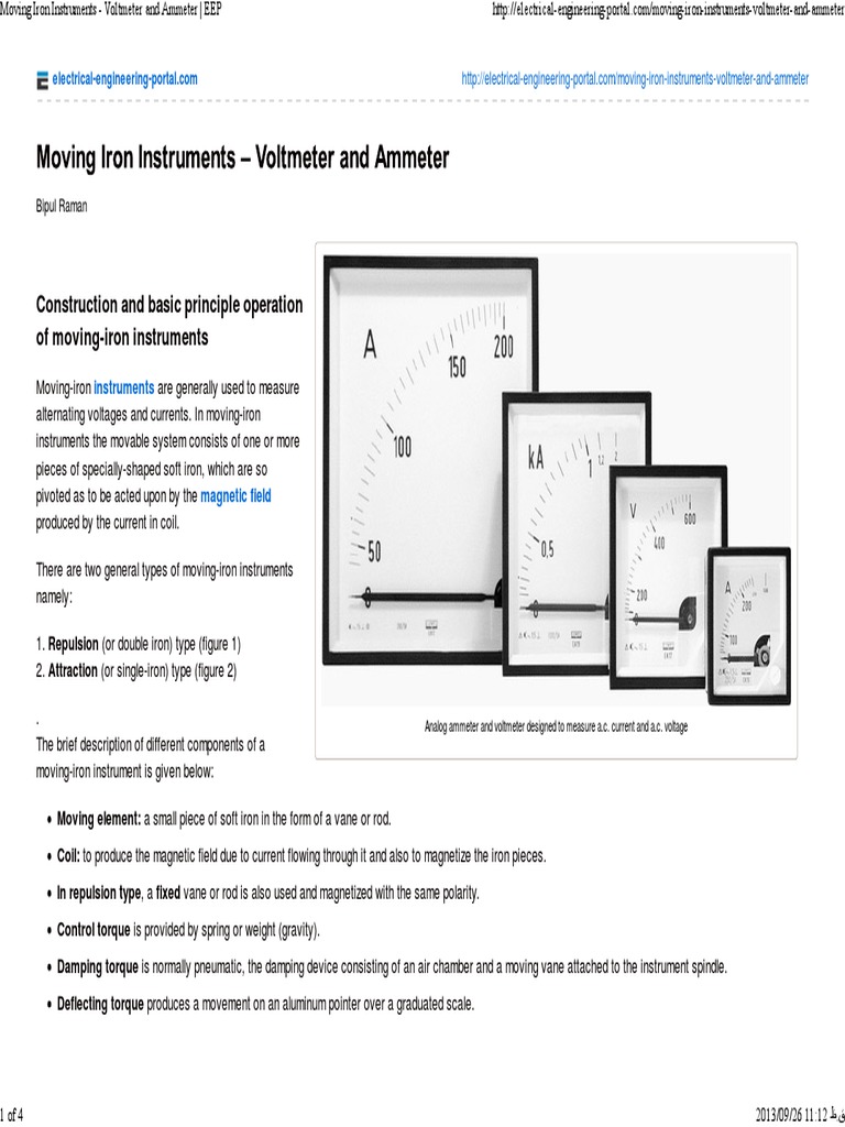 Moving Iron Instruments - Voltmeter and Ammeter - EEP | PDF | Electric ...