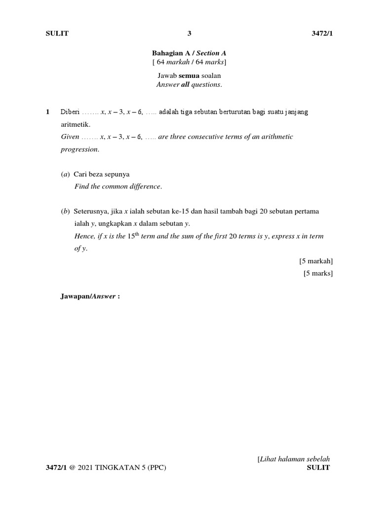 Kertas Trial Addmath Terengganu k1 2021 | PDF