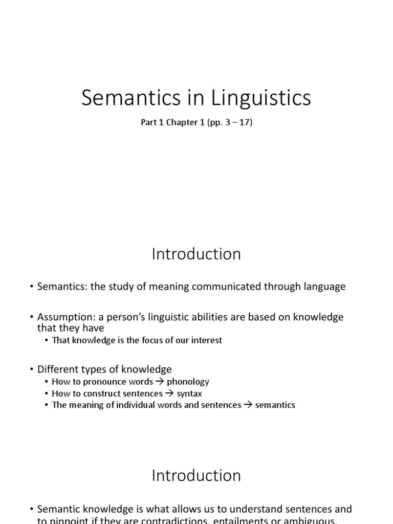 Chapter 1 Semantics in Linguistics | PDF | Semiotics | Word