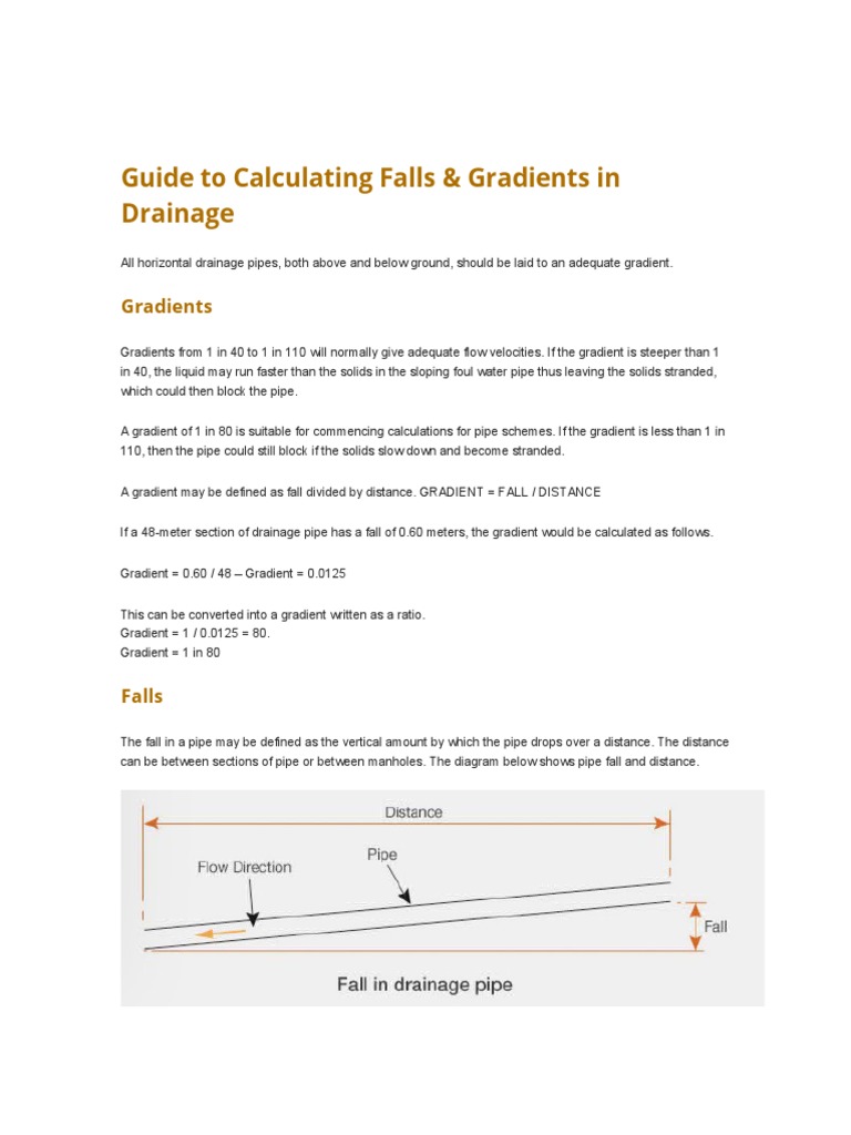 Drain Pipe Slope Calculation | PDF | Pipe (Fluid Conveyance) | Slope