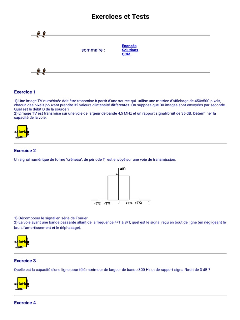 Exercices Et Tests | PDF | Multiplexage | Débit binaire
