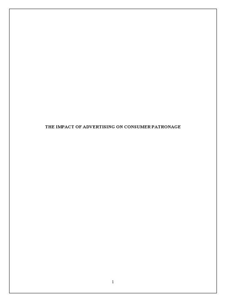 The Impact of Advertising On Consumer Patronage | PDF | Advertising ...