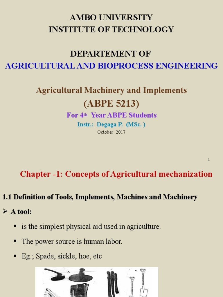 Introduction To Agricultural Mechanization | PDF | Mechanization | Agriculture