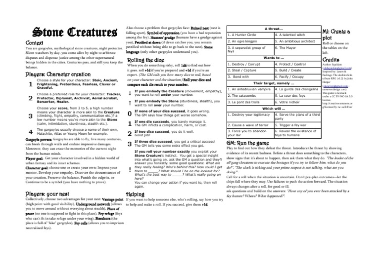 Stone Creatures: Context Rolling The Dice MJ: Create A Plot | PDF