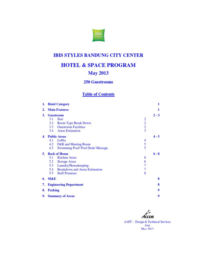 Space Program of IBIS STYLES BANDUNG CITY CENTER - 250 Rooms | PDF ...