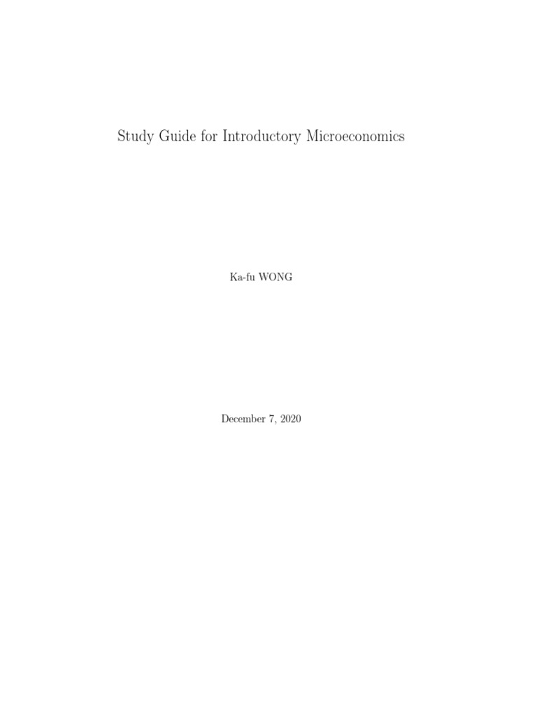 Study Guide For Introductory Microeconomics: Ka-Fu WONG | PDF | Demand ...