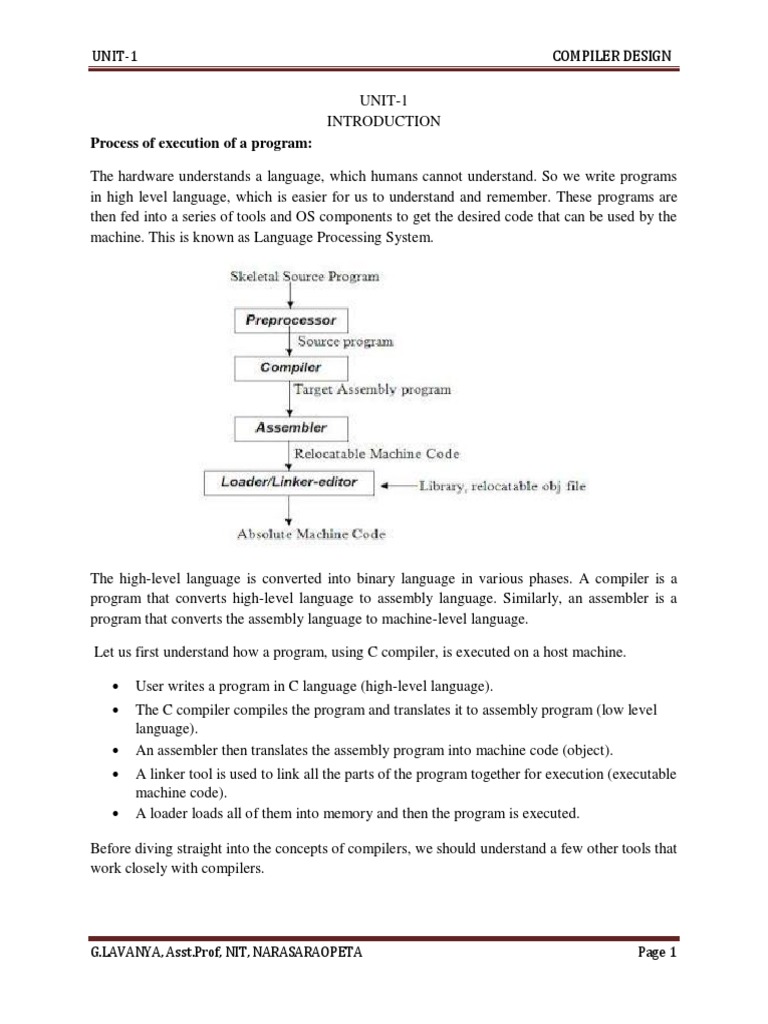 Process of Execution of A Program:: Compiler Design | PDF | Parsing | Compiler