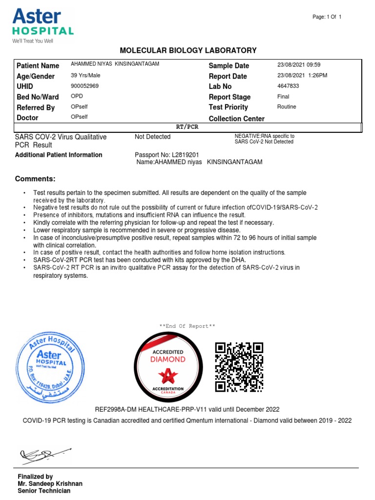 Molecular Biology Laboratory: Patient Name Age/Gender Uhid Lab No ...