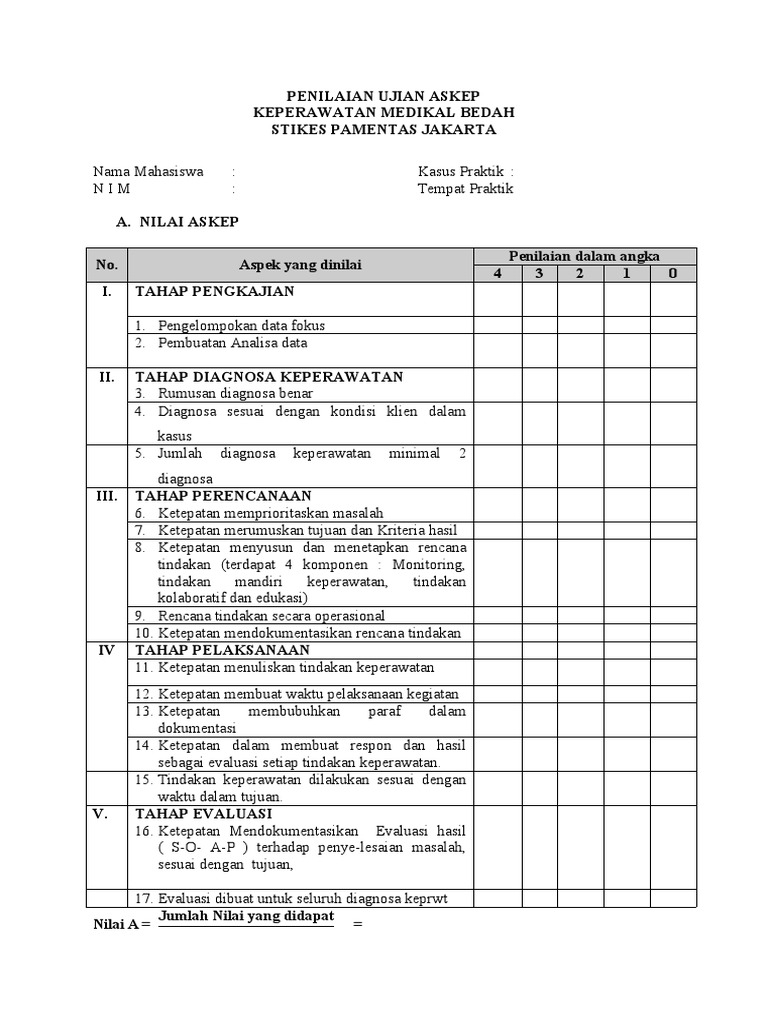 Penilaian Ujian Responsi Uprak | PDF