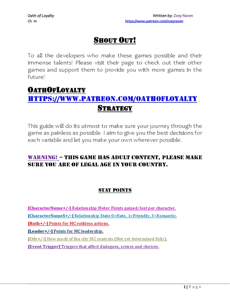 Oath of Loyalty Ch. 10 Walkthrough | PDF
