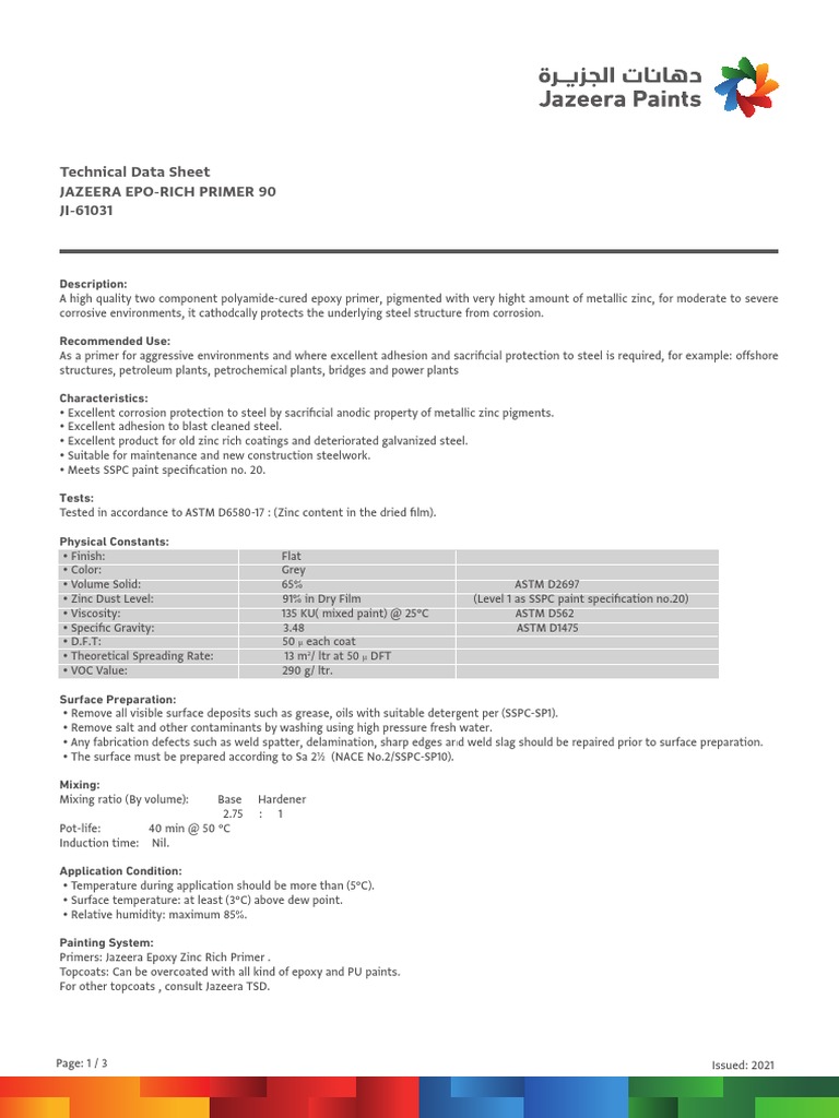 Technical Data Sheet Jazeera Epo-Rich Primer 90 JI-61031: Description ...