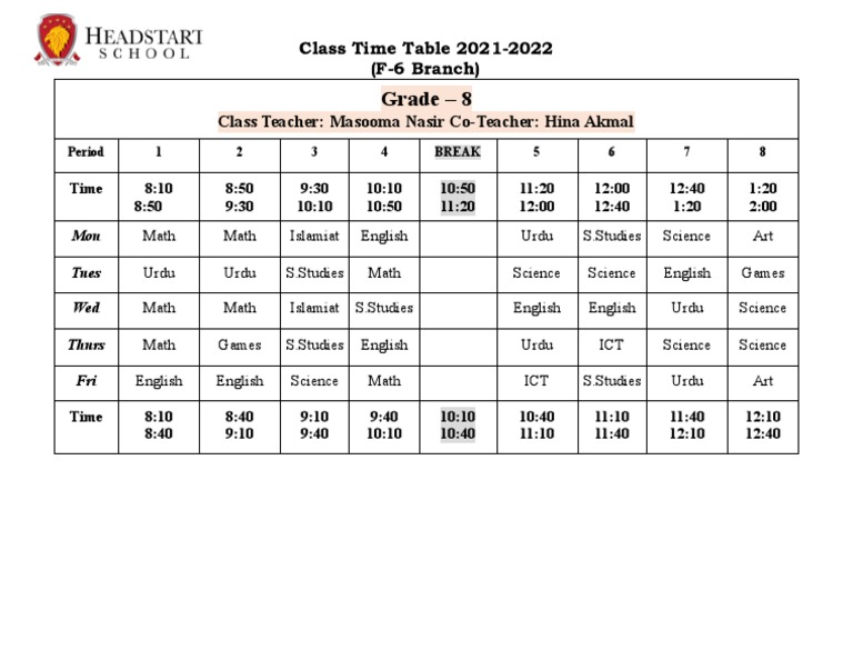 Class Timetable Grade 8 Physical-1 | PDF | Home & Garden