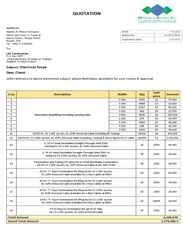 L&T Solar Plant Discountd Quotation | PDF | Manufactured Goods ...