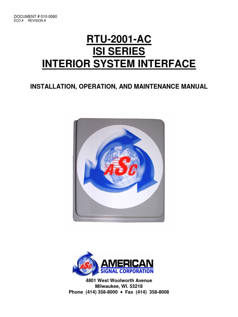 Rtu 2001 Ac Isi Series Interior System Interface Installation