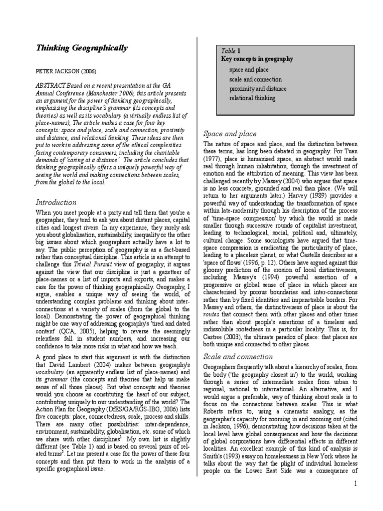 Thinking Geographically: Space and Place | Download Free PDF | Space ...