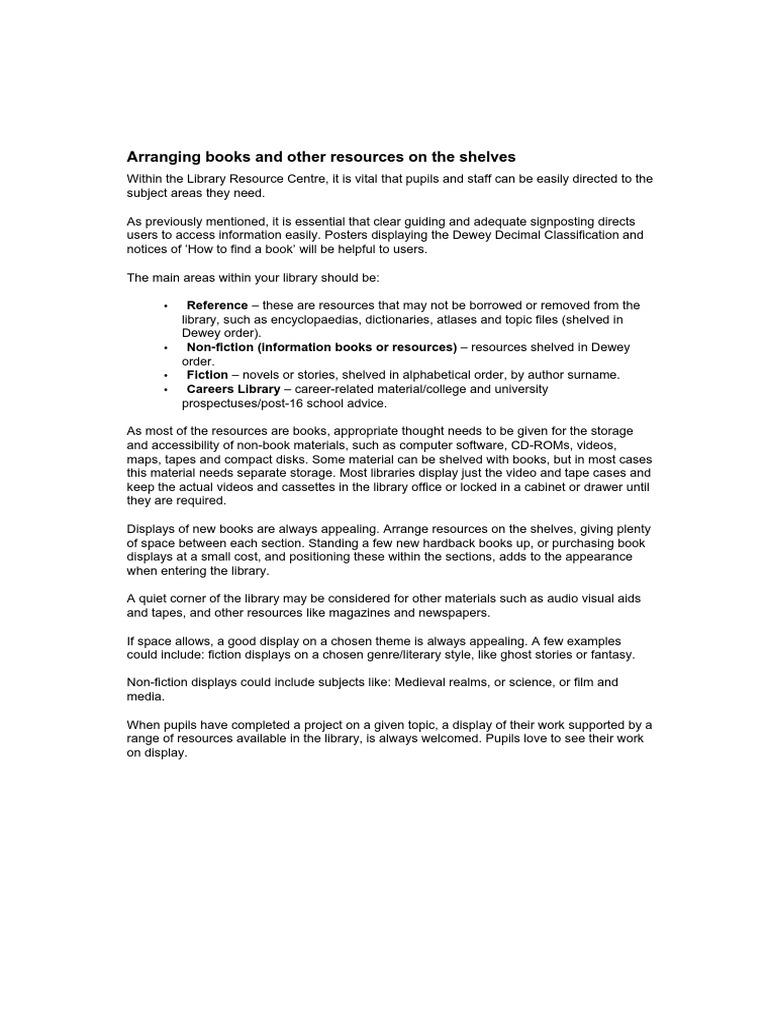 Planning and Running A School Library | Download Free PDF | Libraries ...