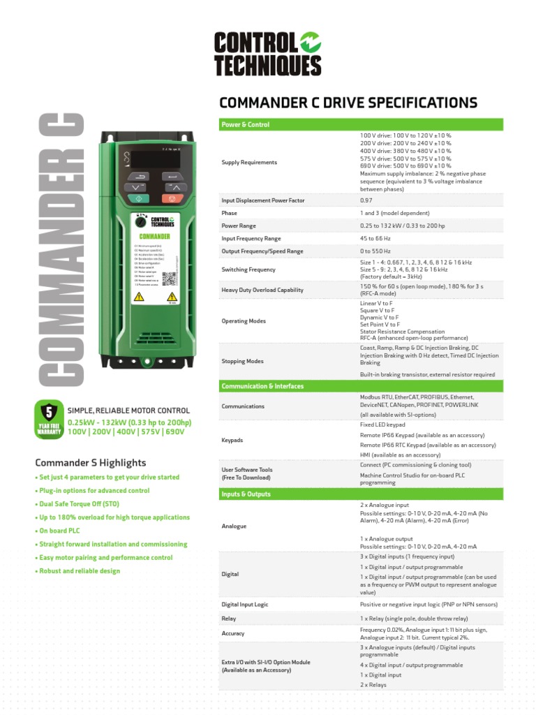 Commander C Datasheet | PDF | Electric Motor | Programmable Logic ...