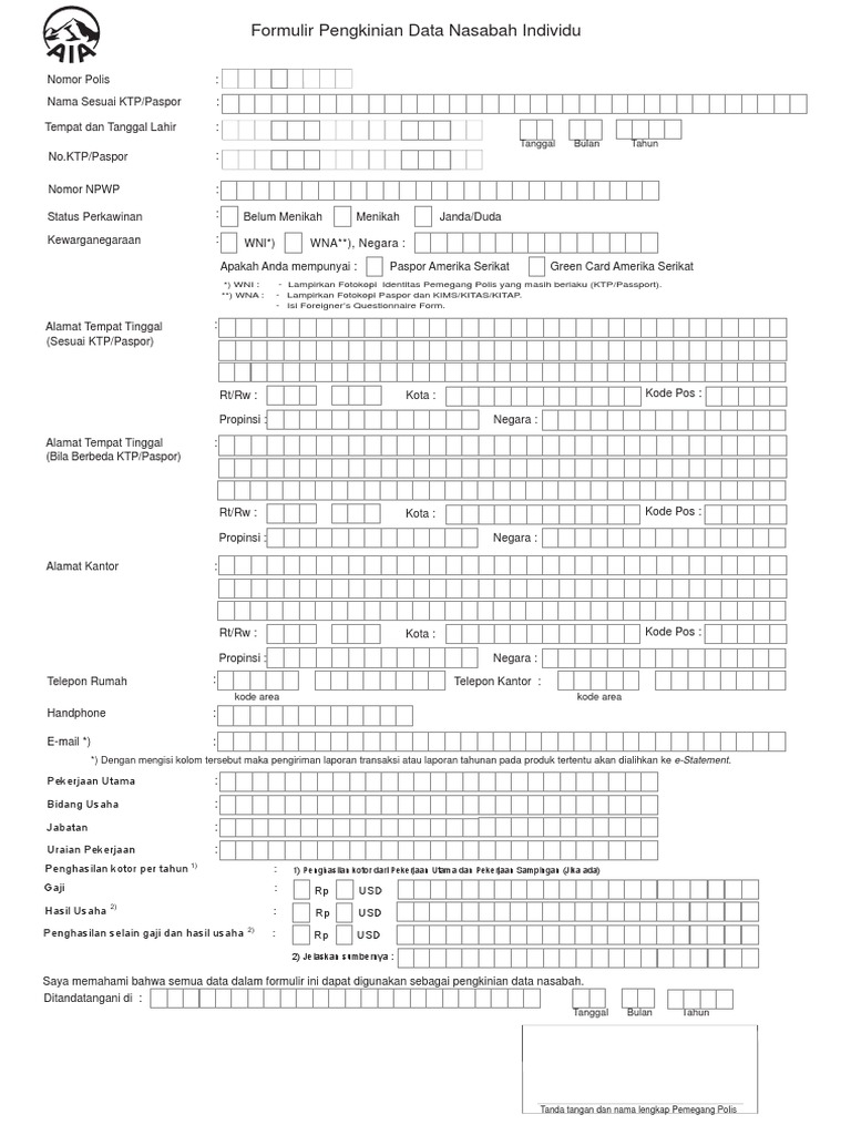 Form Pengkinian Data | PDF | Pengelolaan Keuangan & Uang