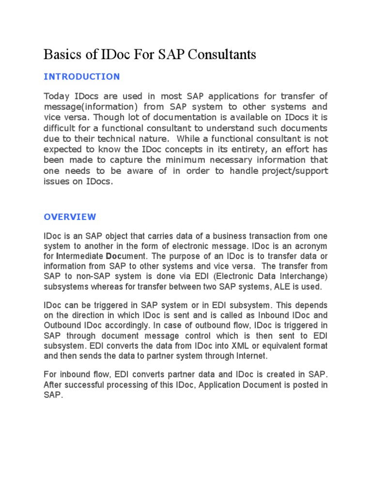SAP IDOC Overview | PDF | Electronic Data Interchange | Information Technology