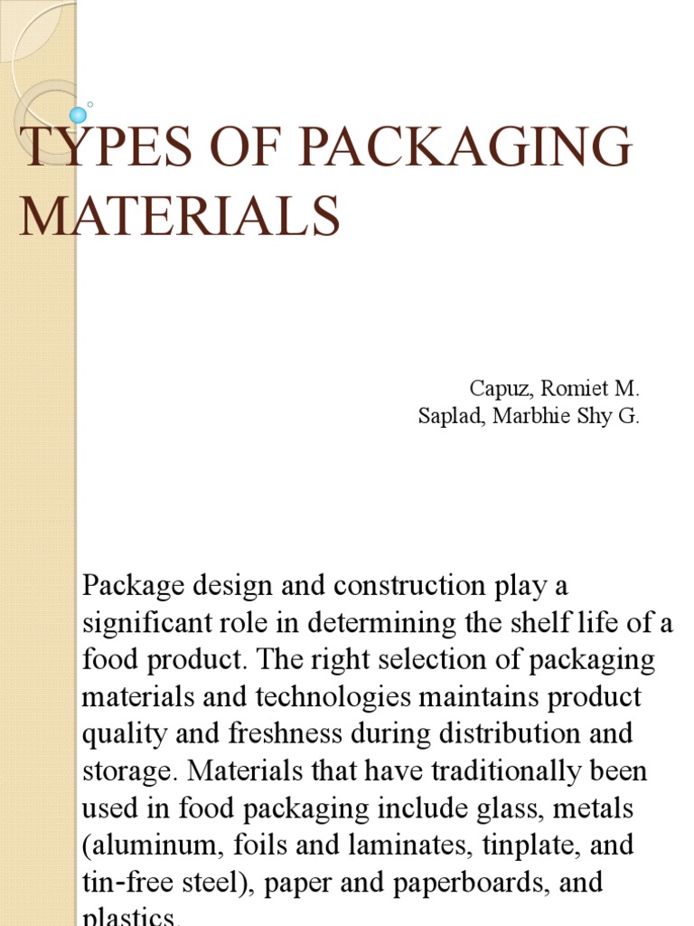 Group 4 Types of Packaging Materials | PDF | Aluminium Foil | Glasses