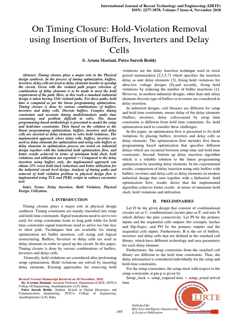 On Timing Closure: Hold-Violation Removal Using Insertion of Buffers ...