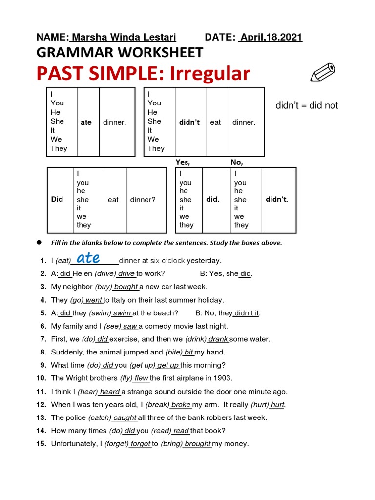 Worksheet-Pastsimpleirreg EDIT | PDF