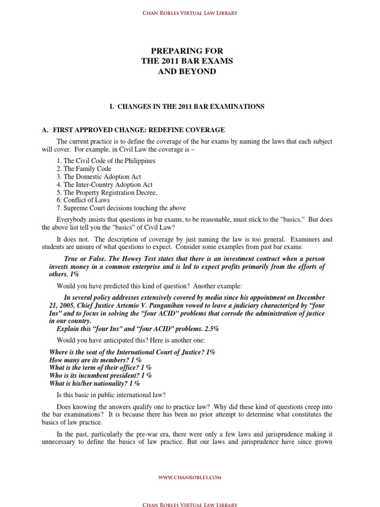 Preparation For 2011 Bar | PDF | Multiple Choice | Test (Assessment)