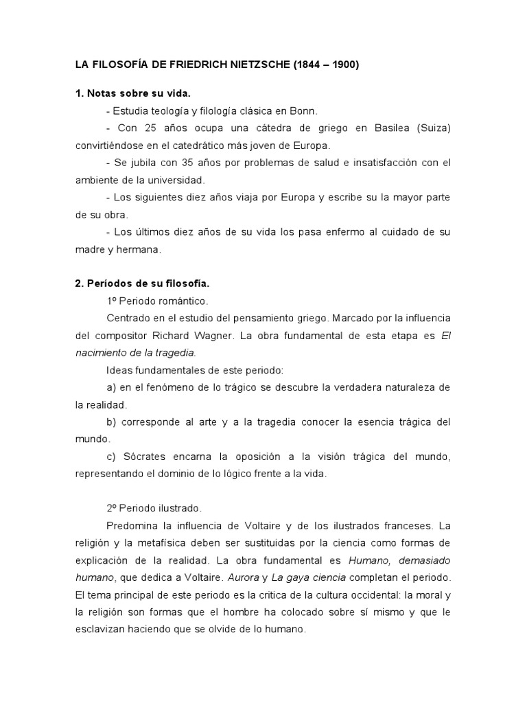 La Filosofía de Friedrich Nietzsche | PDF | Friedrich Nietzsche | Moralidad