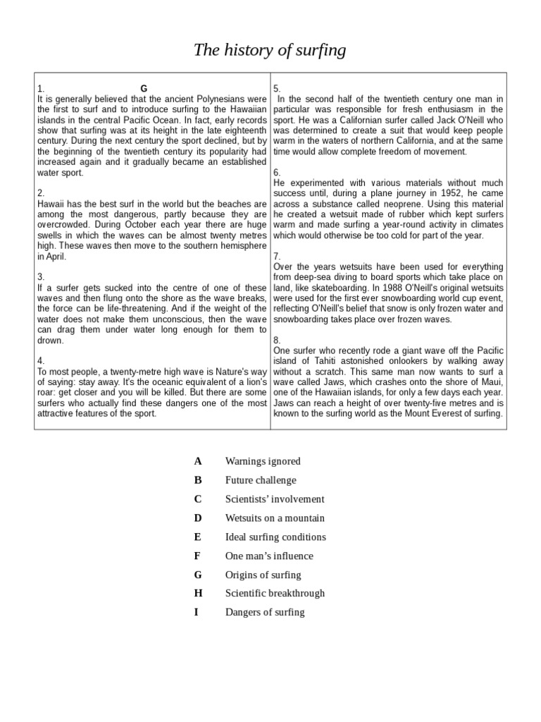 (123doc) - History-Of-Surfing-Fce-Test | PDF | Outdoor Recreation ...