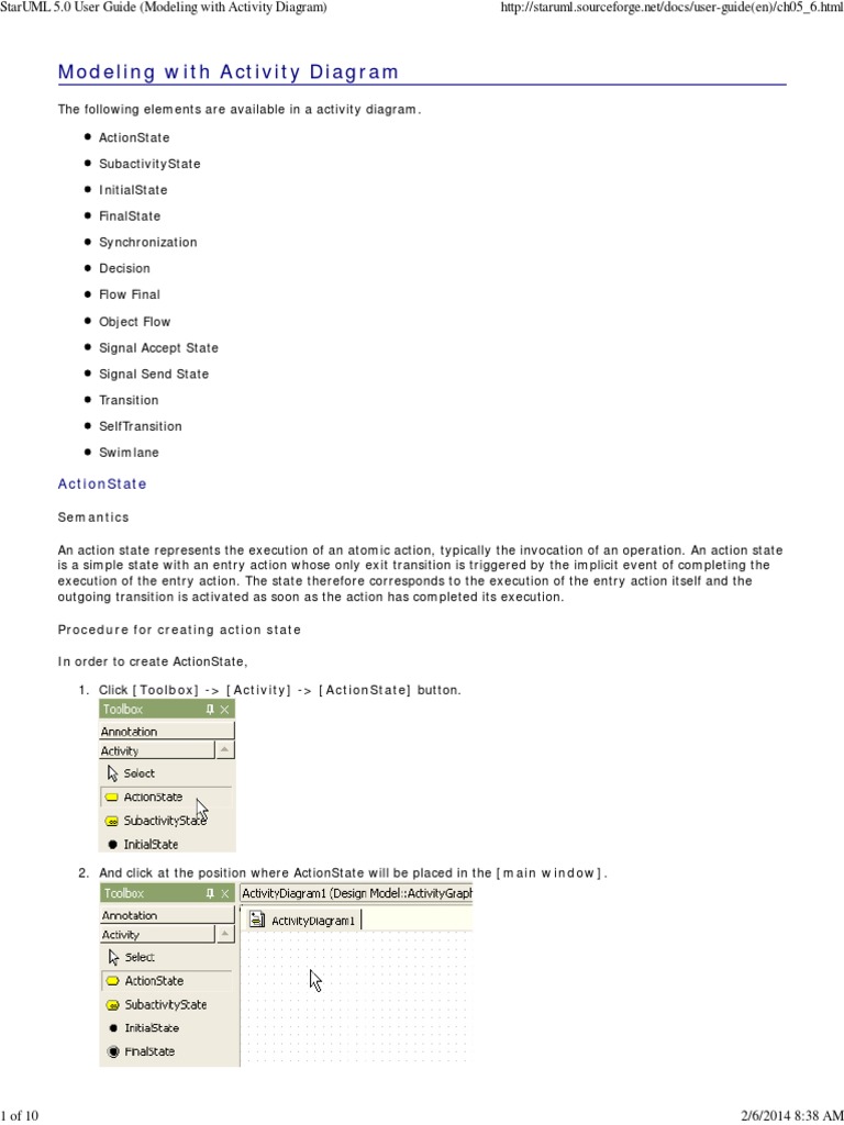 Modeling With Activity Diagram: Actionstate | PDF | Button (Computing ...