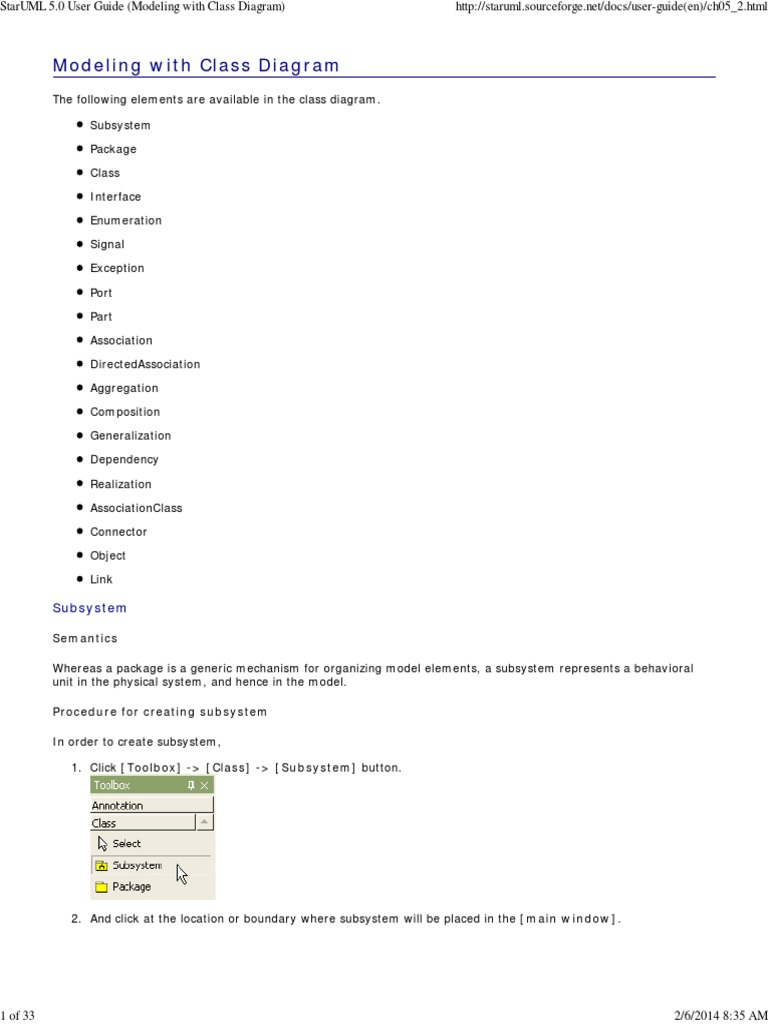 Modeling with Class Diagrams in StarUML: A Guide to Creating Classes, Interfaces, Subsystems and ...