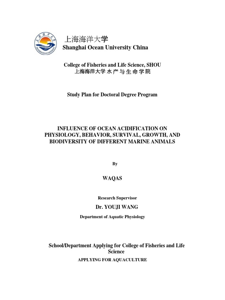 Shanghai Ocean University PHD Proposal | PDF | Ocean Acidification | Ph