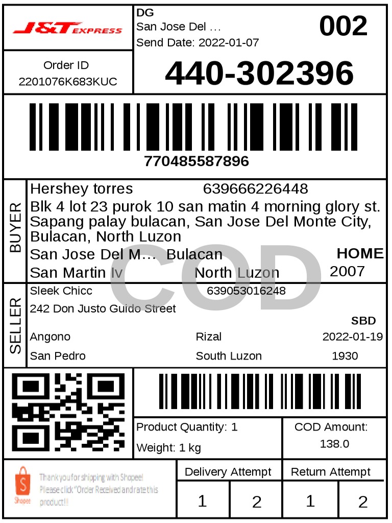 Air Waybill - Standard Local - 1 | PDF