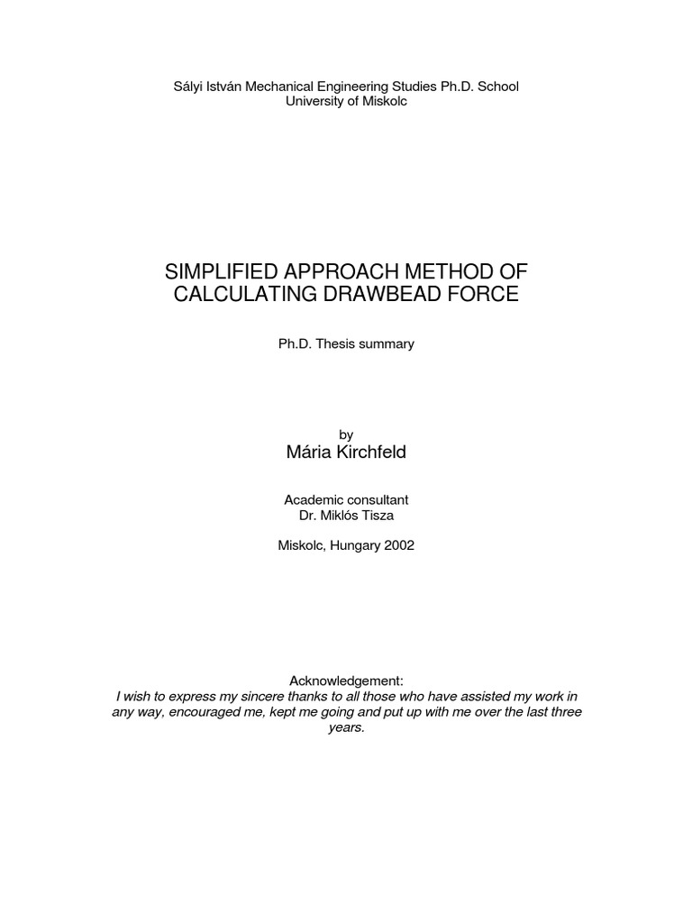Calculating Drawbead Force | PDF | Force | Finite Element Method