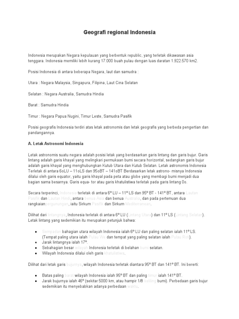 Geografi Regional Indonesia | PDF | Sains & Matematika