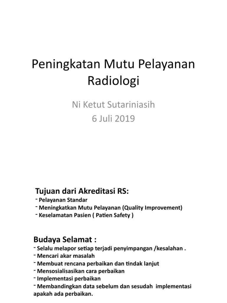 Peningkatan Mutu Pelayanan Radiologi | PDF