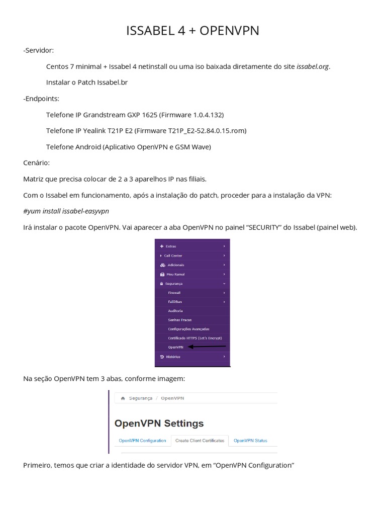 ISSABEL 4 Com OpenVPN | PDF | Endereço de IP | Rede Privada Virtual (VPN)