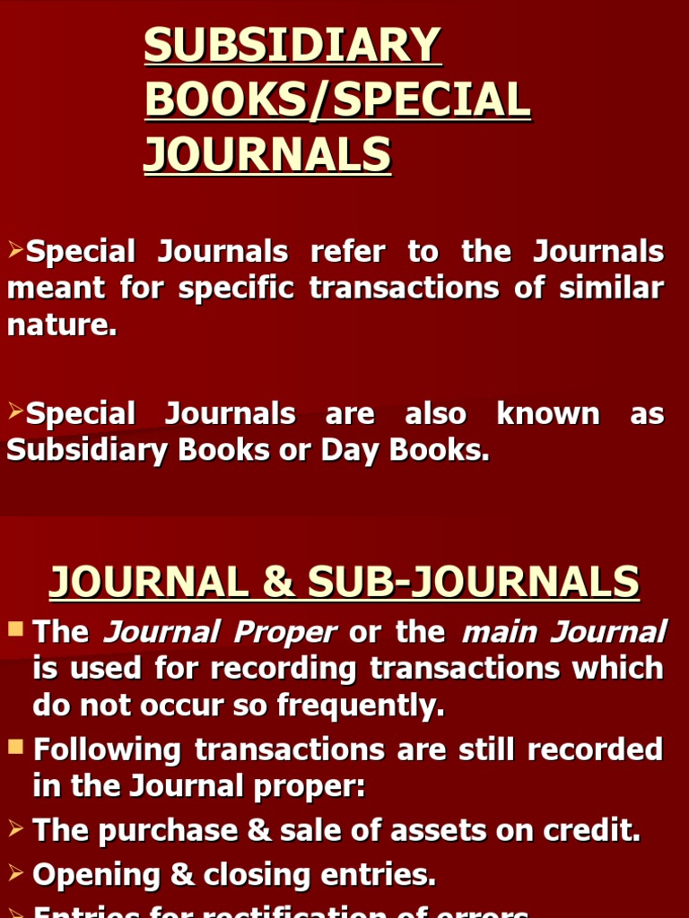 Subsidiary Books/Special Journals | PDF | Debits And Credits | Business