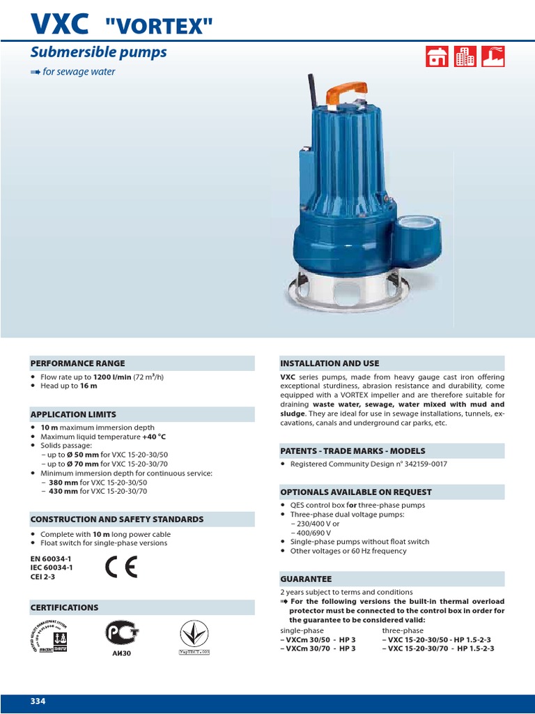 VXC 1550 | PDF | Pump | Electricity