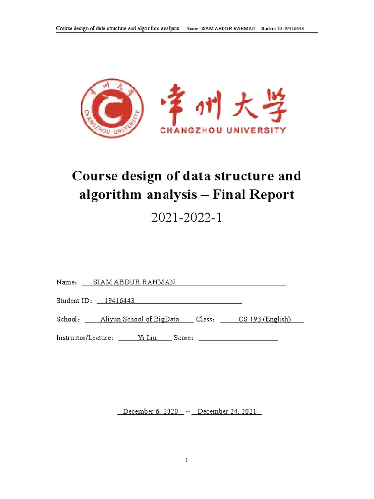 (CST-193) Course Design Report | PDF | Algorithms | Applied Mathematics