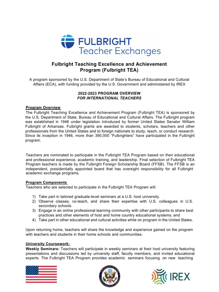 Fulbright Teaching Excellence and Achievement Program (Fulbright TEA ...