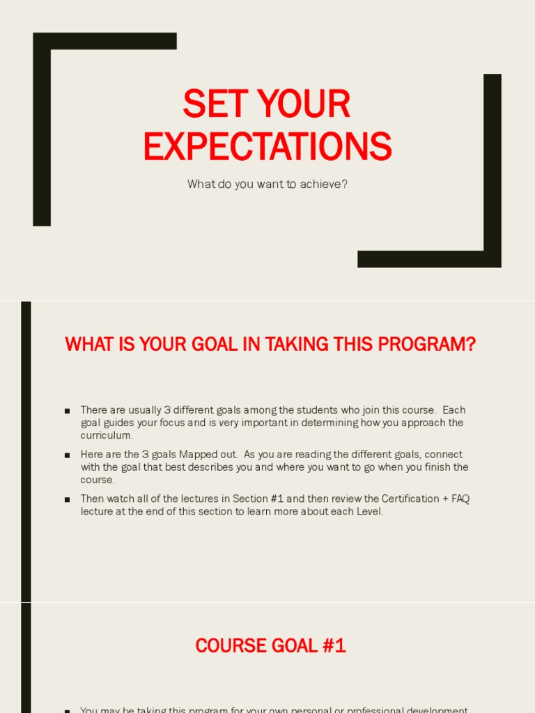 Set Your Expectations: What Do You Want To Achieve? | PDF
